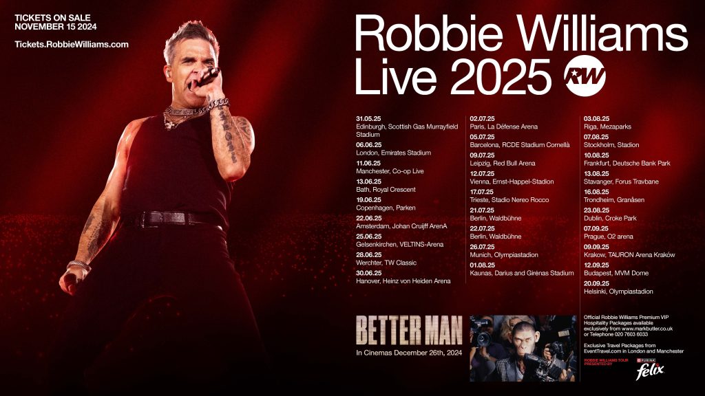 Robbie Williams is doing a huge 'Robbie Williams Live 2025' summer tour - Dork